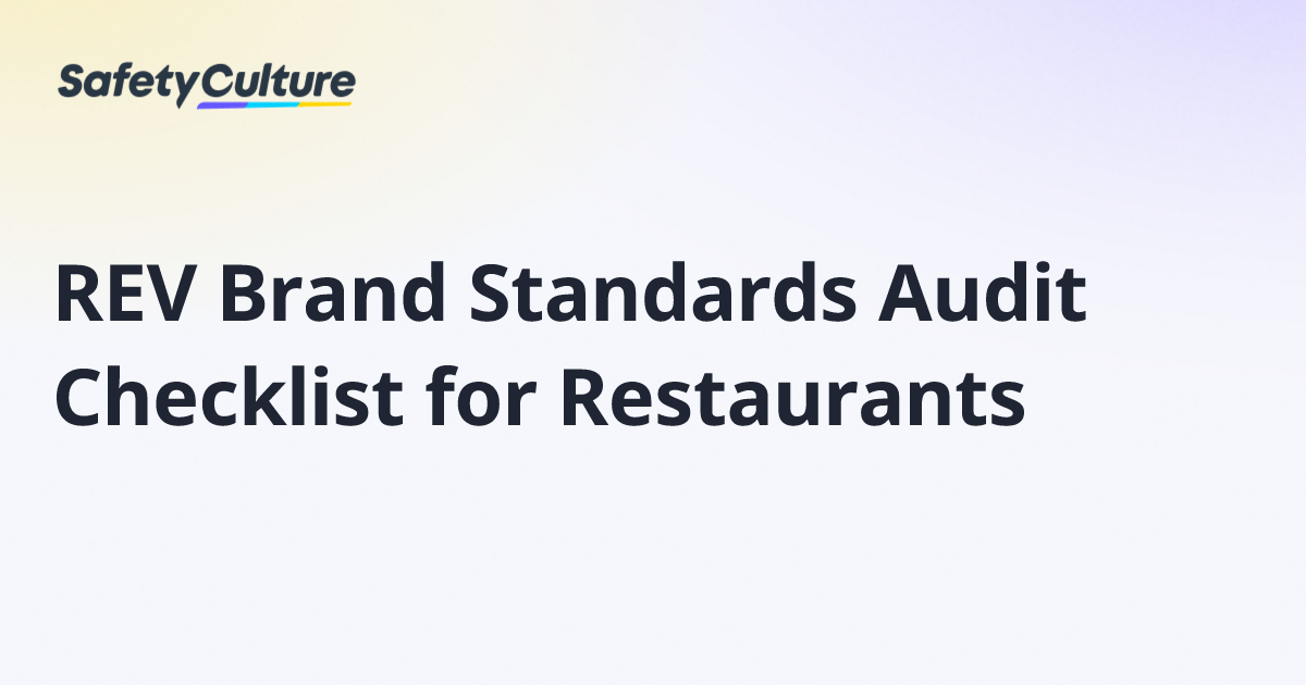 REV Brand Standards Audit Checklist for Restaurants | Free Template