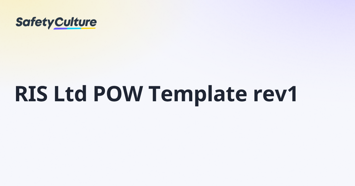 RIS Ltd POW Template rev1 | Free Template