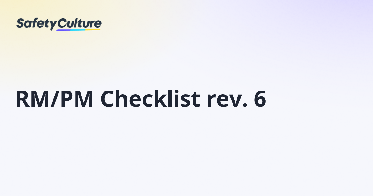 RM/PM Checklist rev. 6 | Free Template