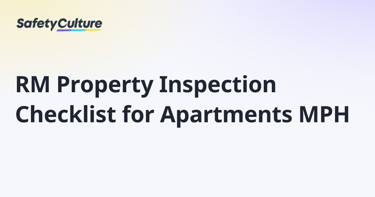 RM Property Inspection Checklist for Apartments MPH | Free Template