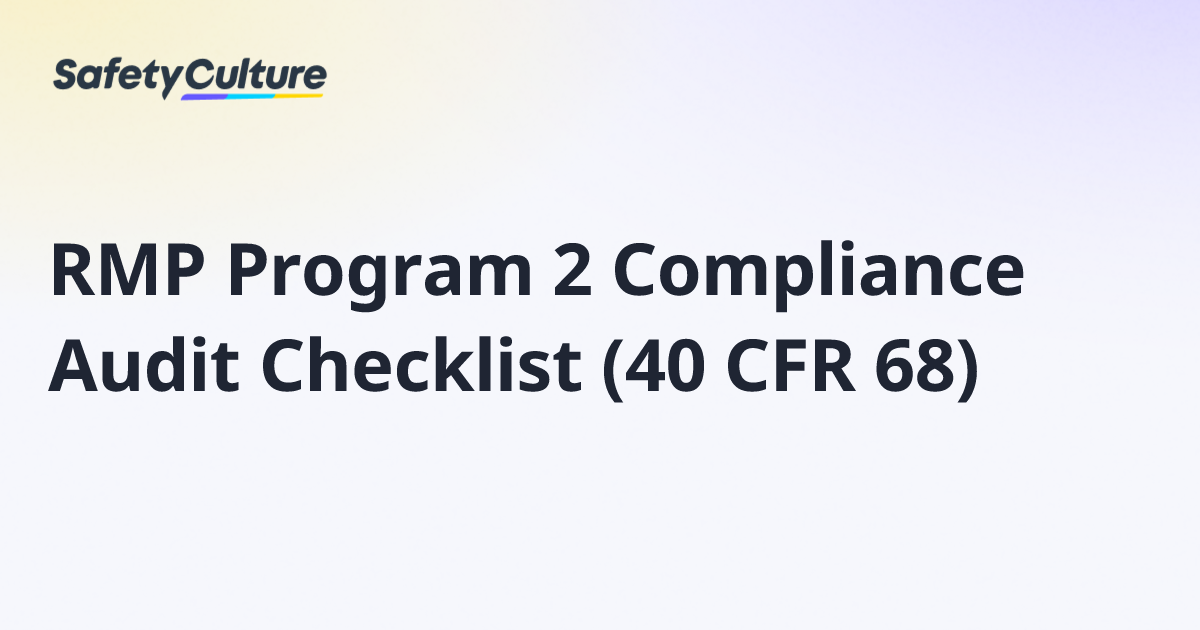 RMP Program 2 Compliance Audit Checklist (40 CFR 68) | Free Template