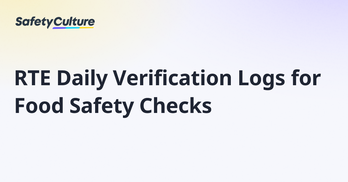 RTE Daily Verification Logs for Food Safety Checks | Free Template