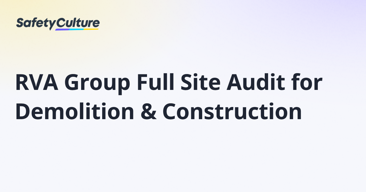 RVA Group Full Site Audit for Demolition & Construction | Free Template