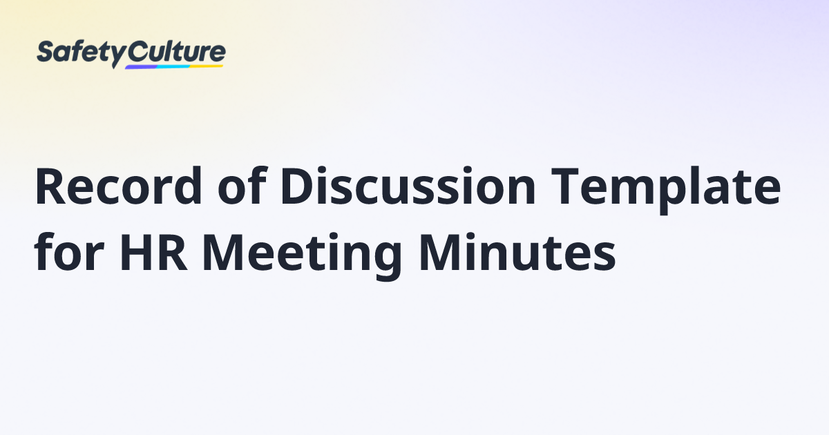Record of Discussion Template for HR Meeting Minutes | Free Template