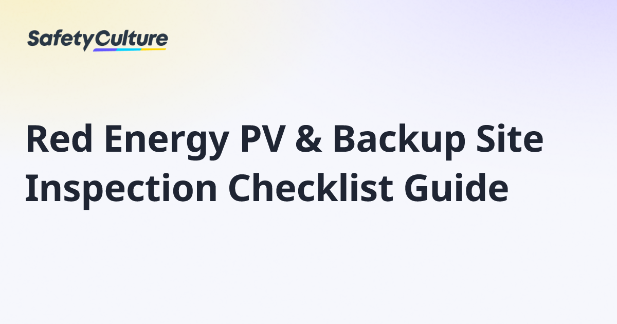 Red Energy PV & Backup Site Inspection Checklist Guide | Free Template