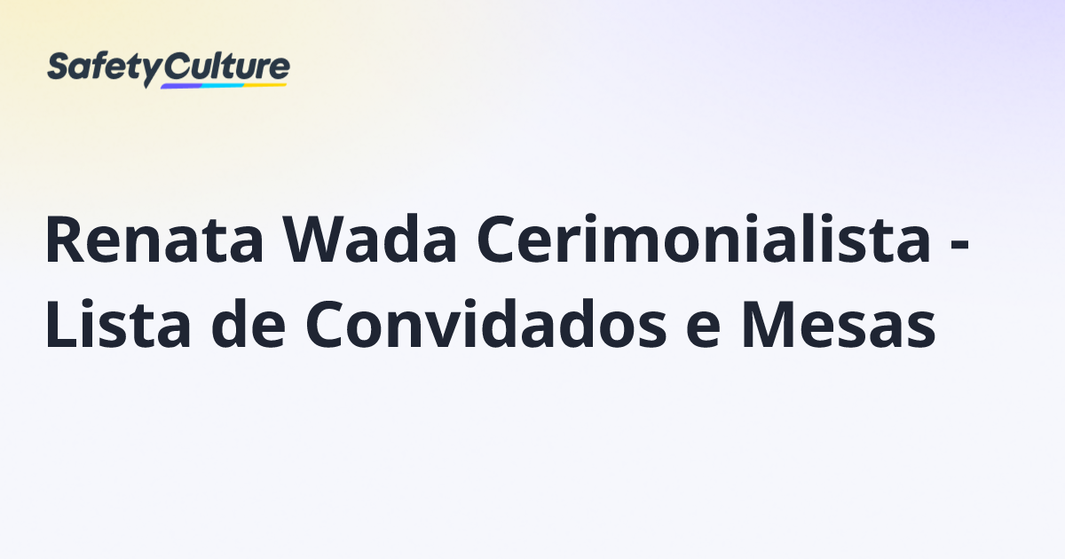 Renata Wada Cerimonialista - Lista de Convidados e Mesas | Free Template