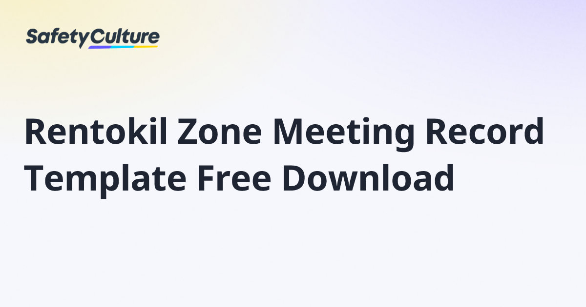 Rentokil Zone Meeting Record Template Free Download | Free Template
