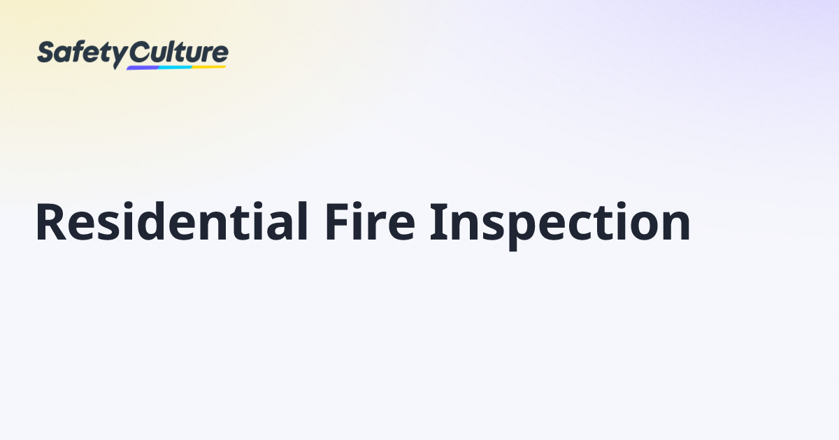 Residential Fire Inspection | Free Template