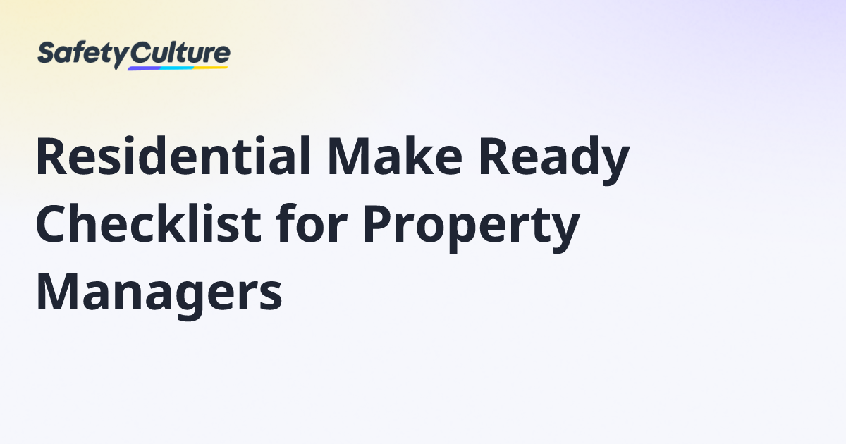 Residential Make Ready Checklist for Property Managers | Free Template