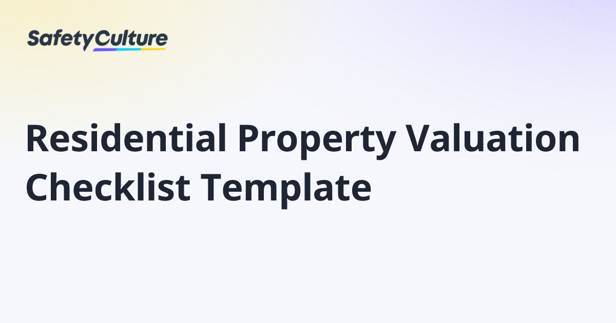 Residential Property Valuation Checklist Template | Free Template