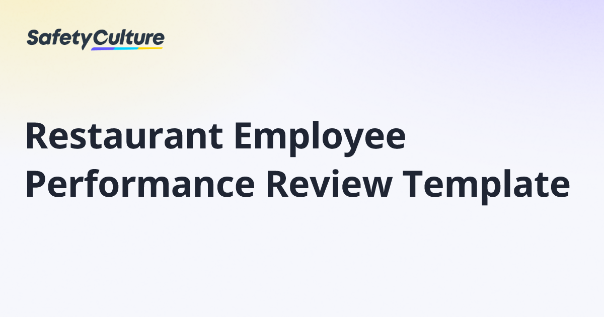 Restaurant Employee Performance Review Template | Free Template