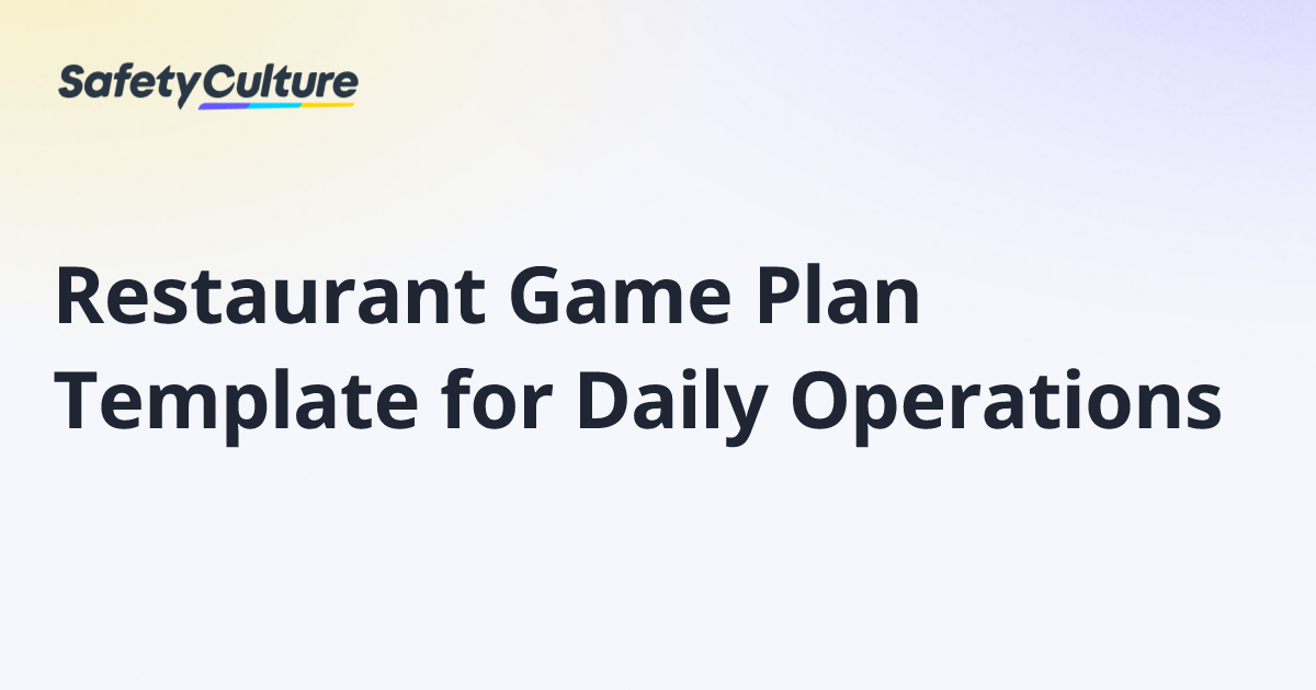 Restaurant Game Plan Template for Daily Operations | Free Template
