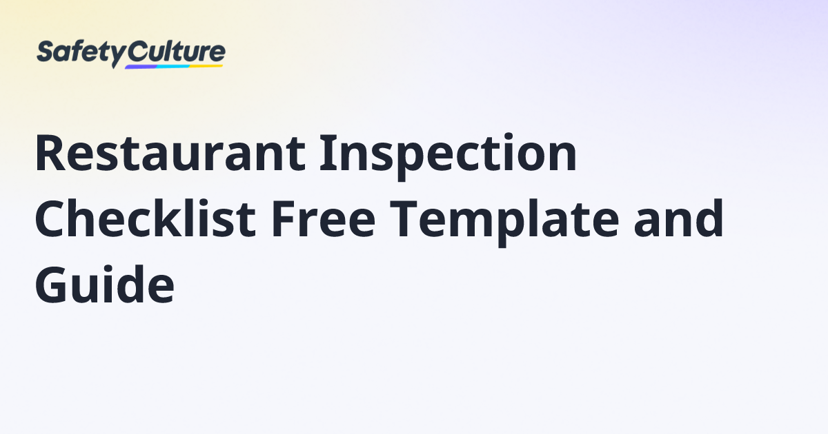 Restaurant Inspection Checklist Free Template and Guide | Free Template