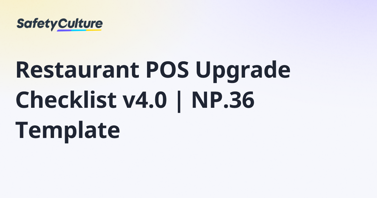 Restaurant POS Upgrade Checklist v4.0 | NP.36 Template | Free Template