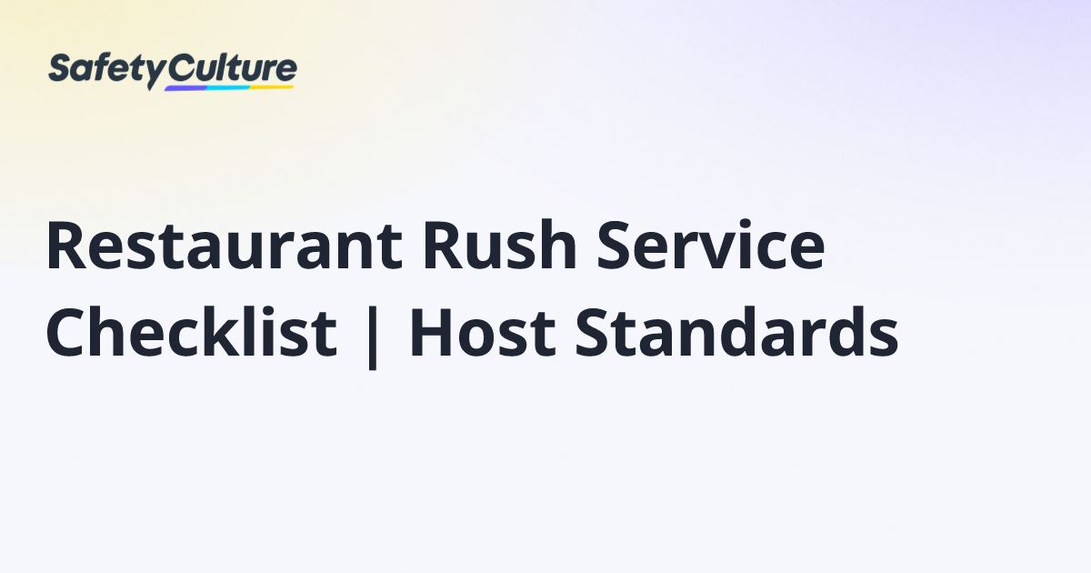 Restaurant Rush Service Checklist | Host Standards | Free Template