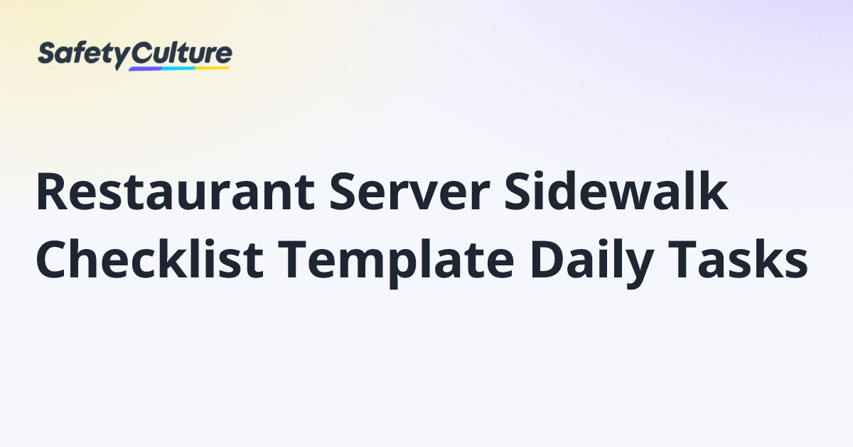 Restaurant Server Sidewalk Checklist Template Daily Tasks | Free Template