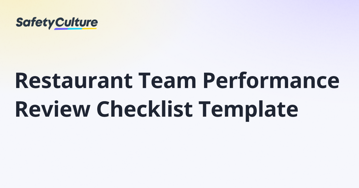 Restaurant Team Performance Review Checklist Template | Free Template