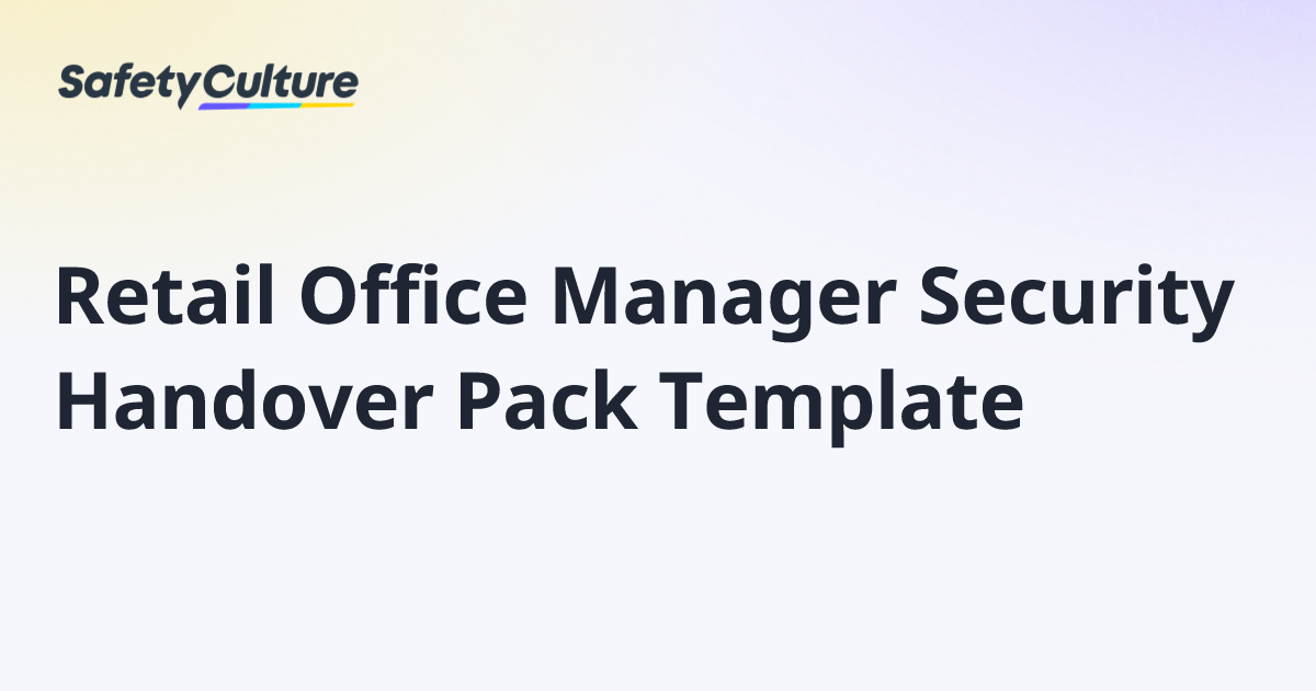 Retail Office Manager Security Handover Pack Template | Free Template