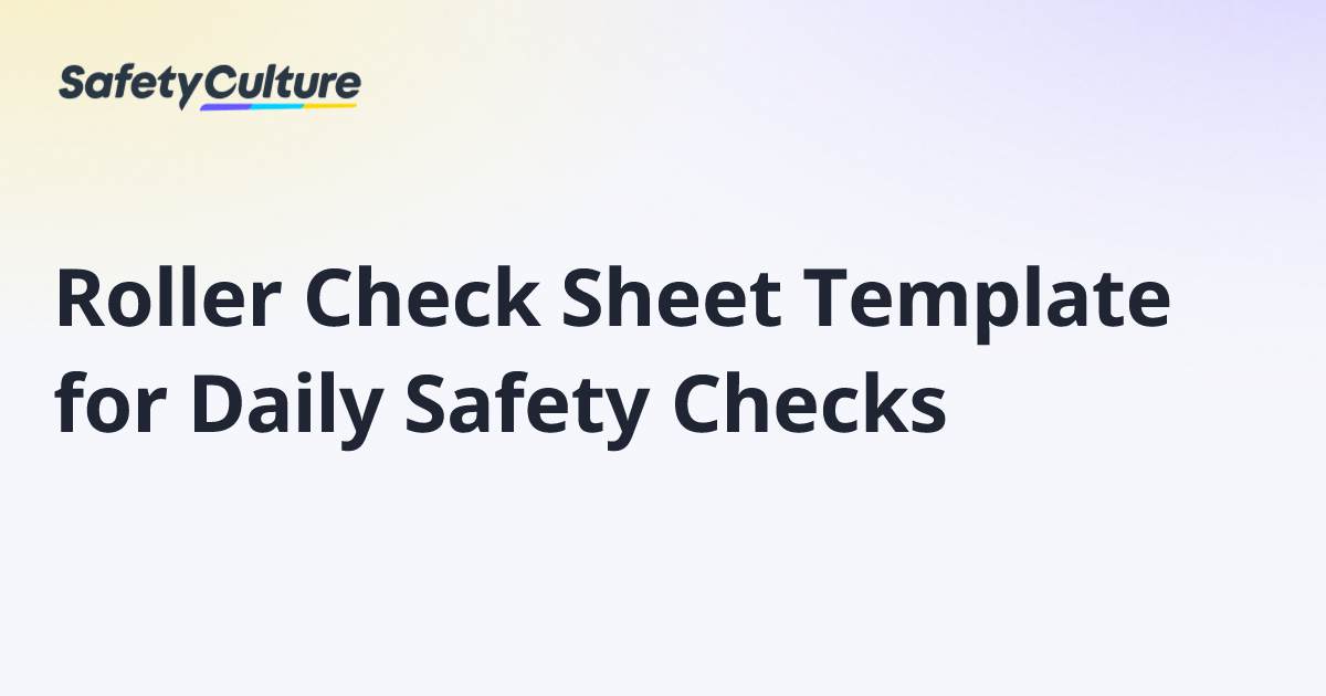 Roller Check Sheet Template for Daily Safety Checks | Free Template