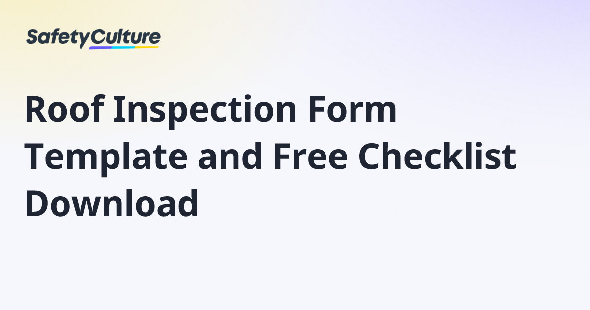 Roof Inspection Form Template and Free Checklist Download | Free Template