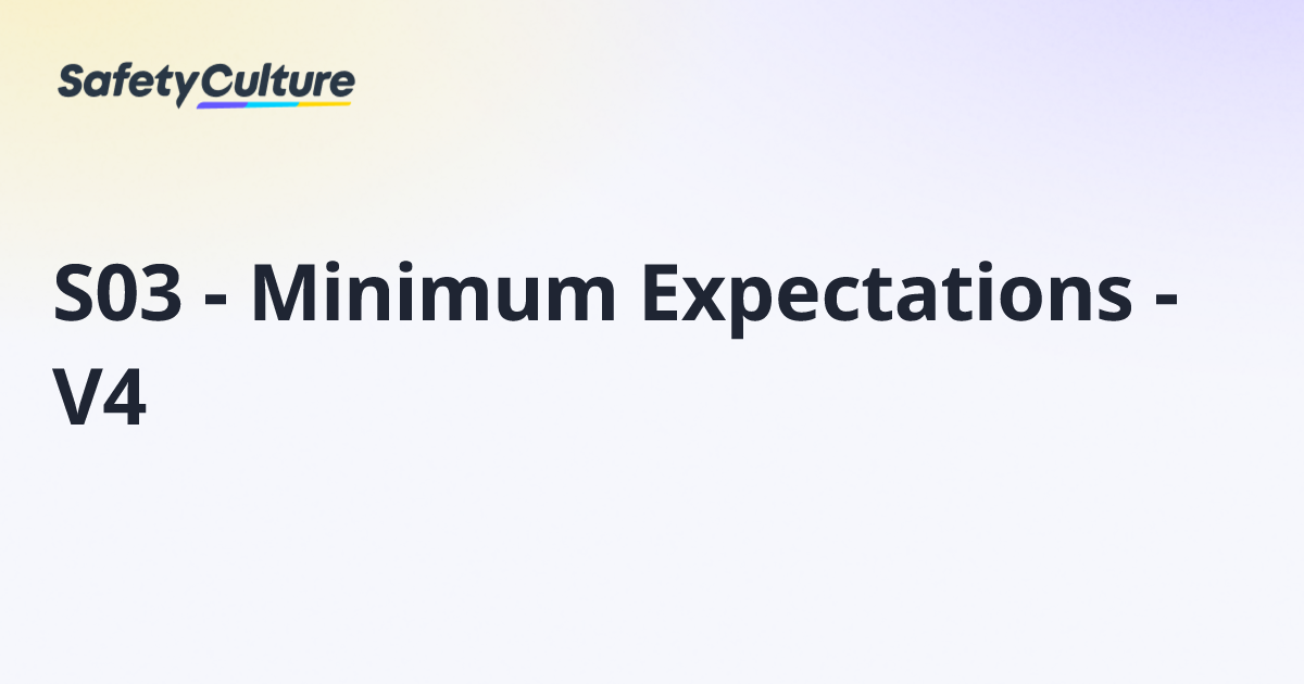 S03 - Minimum Expectations - V4 | Free Template