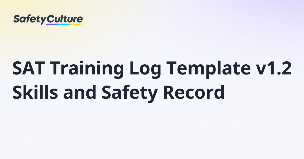 SAT Training Log Template v1.2 Skills and Safety Record | Free Template