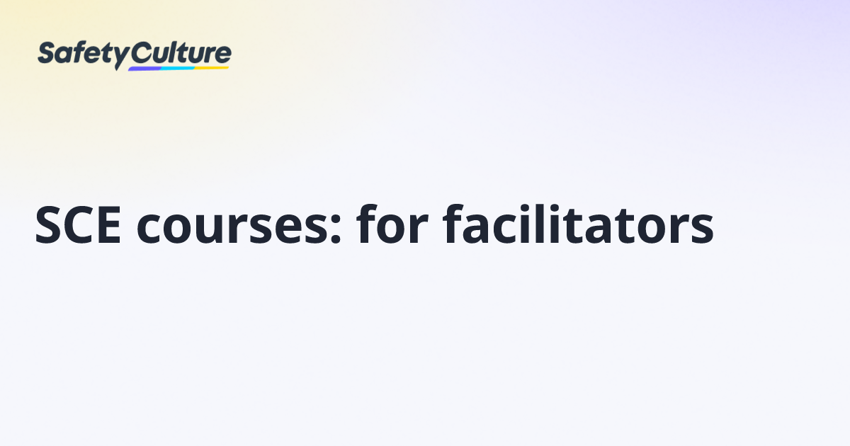 SCE courses: for facilitators | Free Course