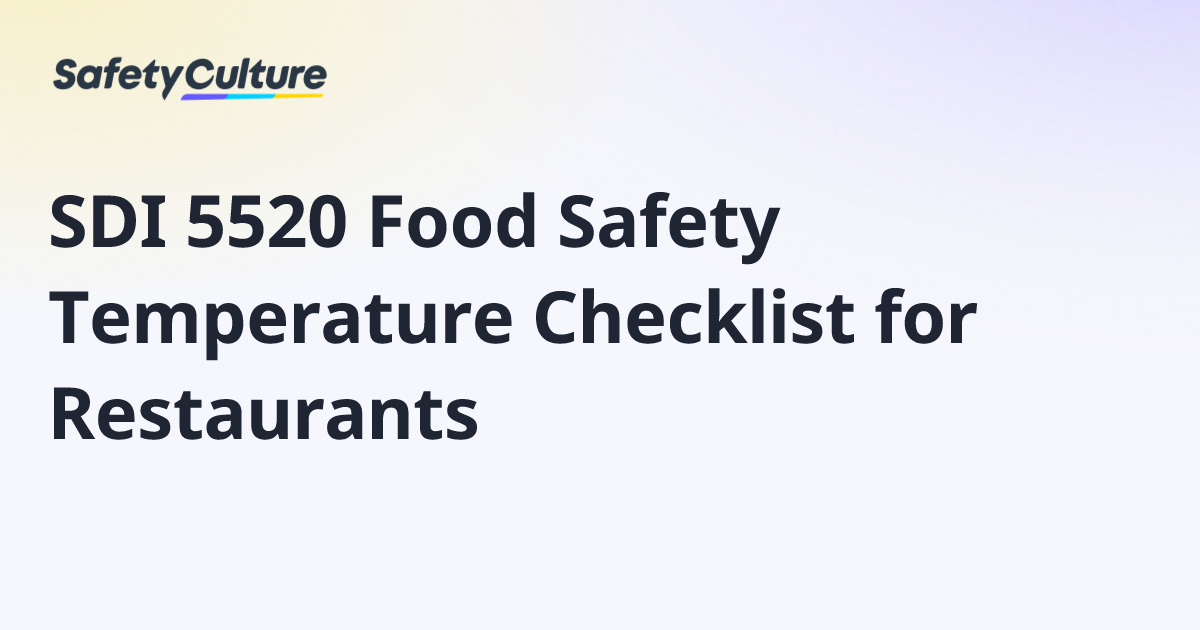 SDI 5520 Food Safety Temperature Checklist for Restaurants | Free Template
