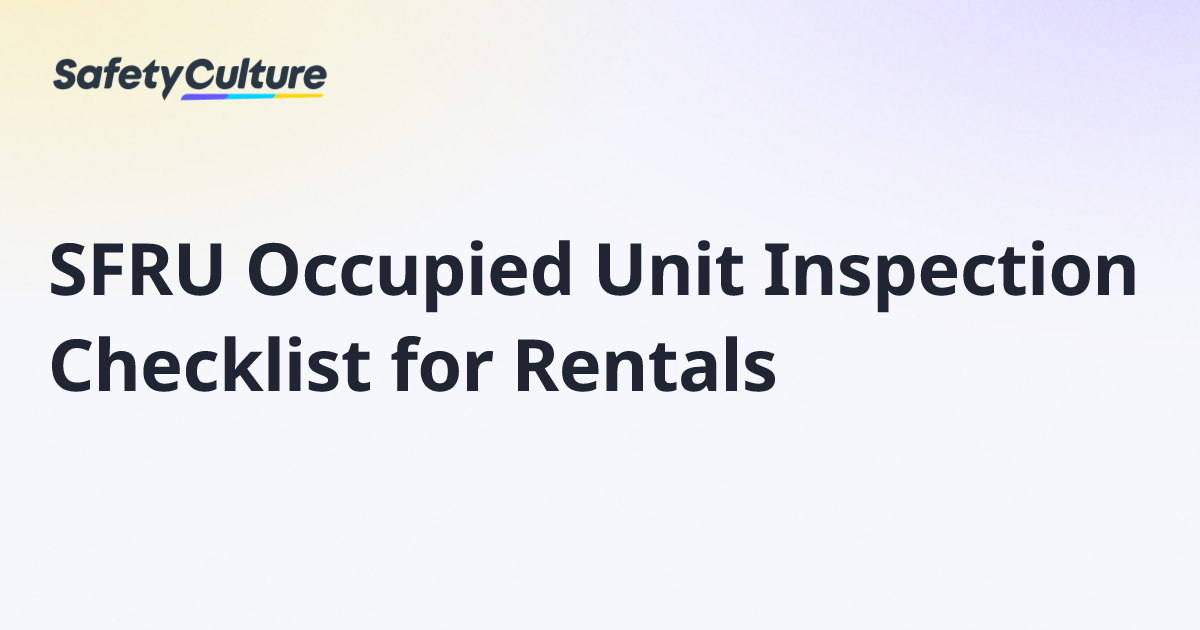 SFRU Occupied Unit Inspection Checklist for Rentals | Free Template