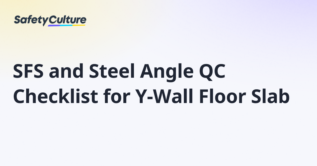 SFS and Steel Angle QC Checklist for Y-Wall Floor Slab | Free Template