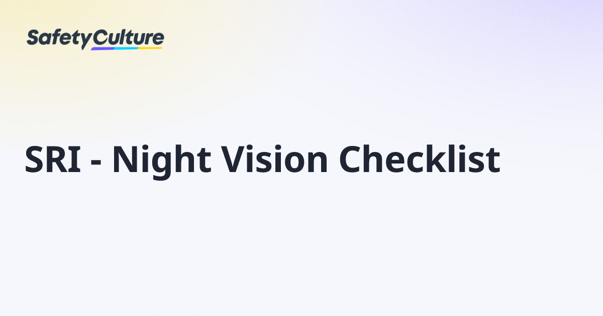 SRI - Night Vision Checklist | Free Template