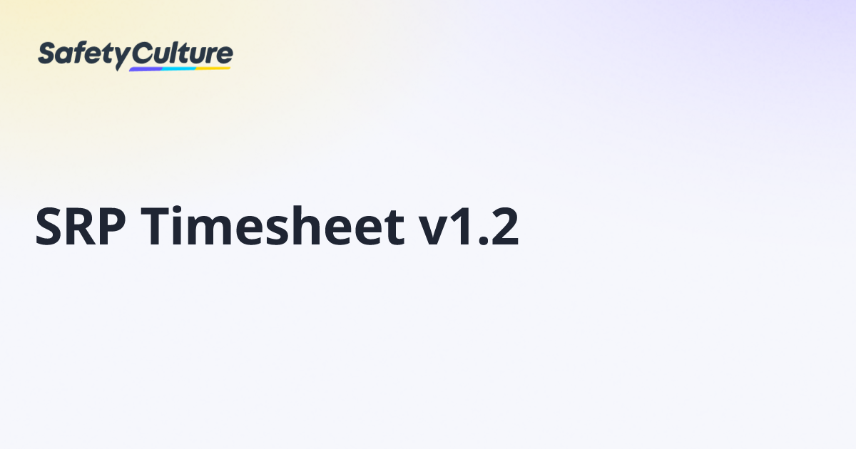 SRP Timesheet v1.2 | Free Template
