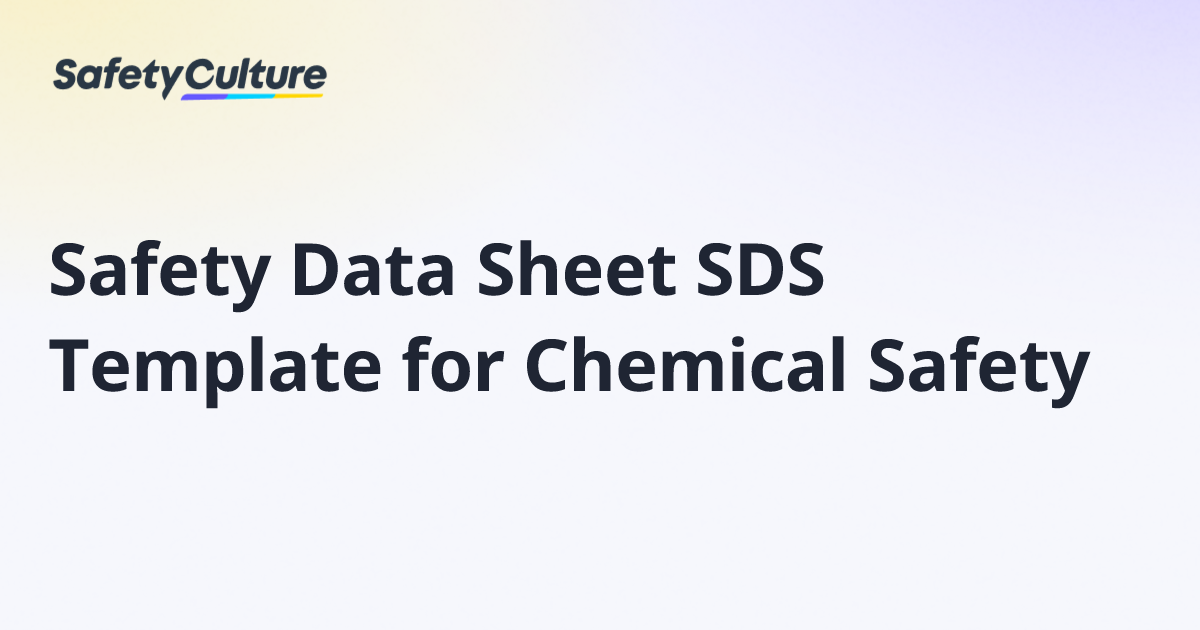 Safety Data Sheet SDS Template for Chemical Safety | Free Template