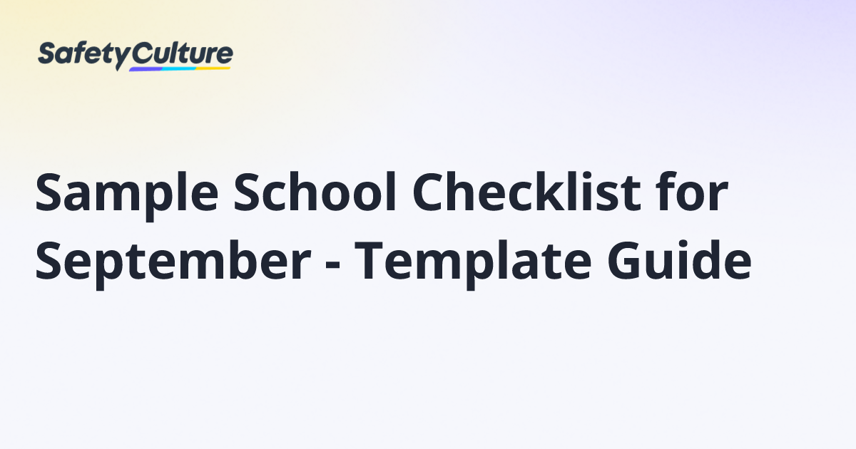 Sample School Checklist for September - Template Guide | Free Template