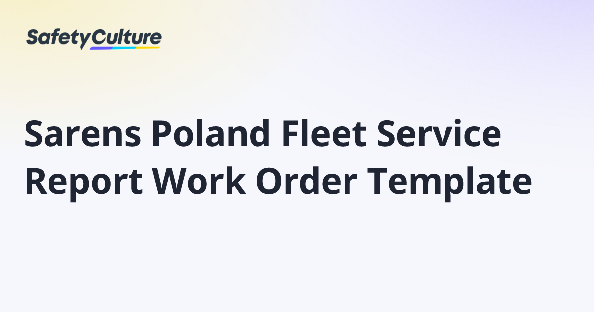 Sarens Poland Fleet Service Report Work Order Template | Free Template