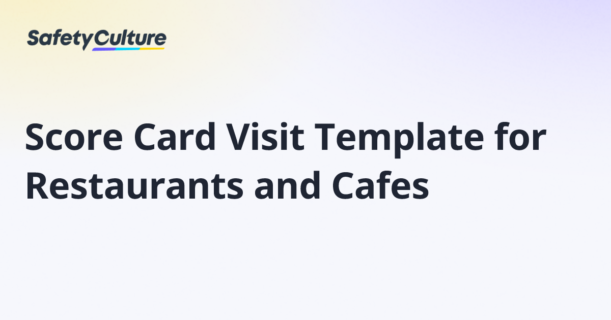 Score Card Visit Template for Restaurants and Cafes | Free Template