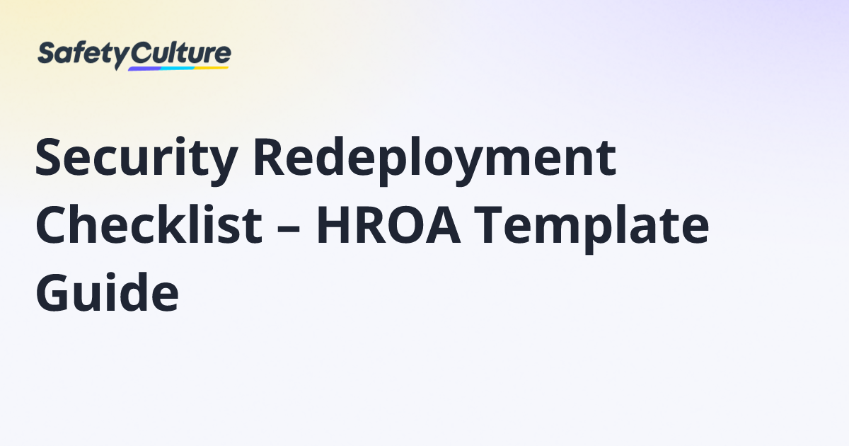 Security Redeployment Checklist – HROA Template Guide | Free Template