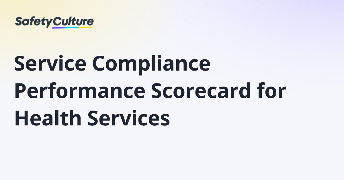 Service Compliance Performance Scorecard for Health Services | Free ...