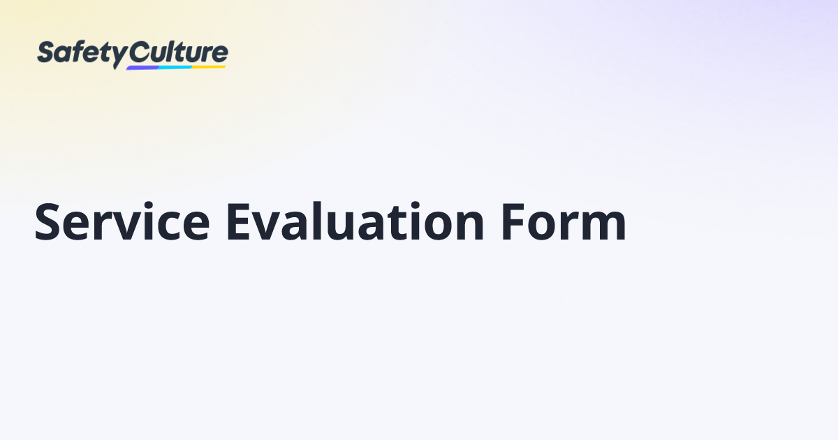 Service Evaluation Form | Free Template