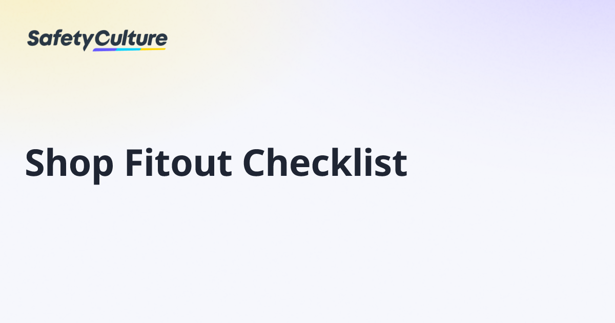 Shop Fitout Checklist | Free Template