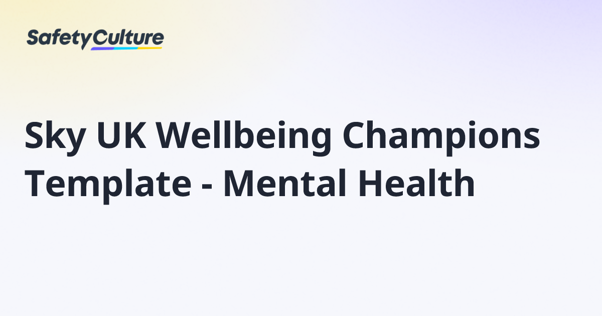 Sky UK Wellbeing Champions Template - Mental Health | Free Template