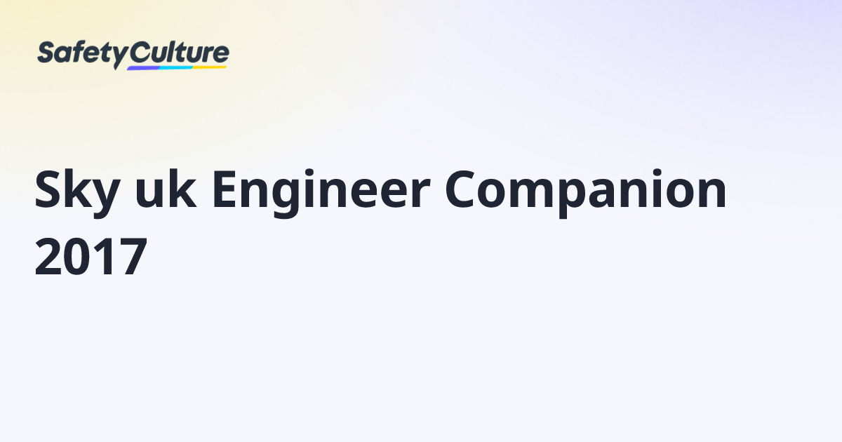 Sky uk Engineer Companion 2017 | Free Template