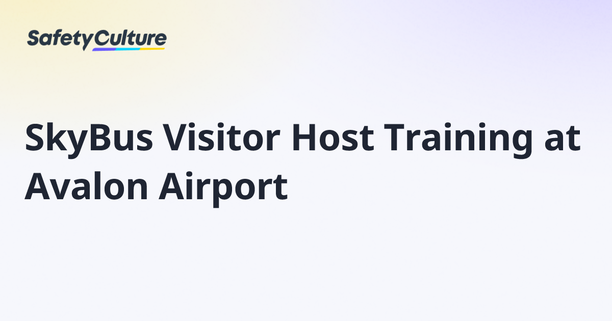 SkyBus Visitor Host Training at Avalon Airport | Free Template