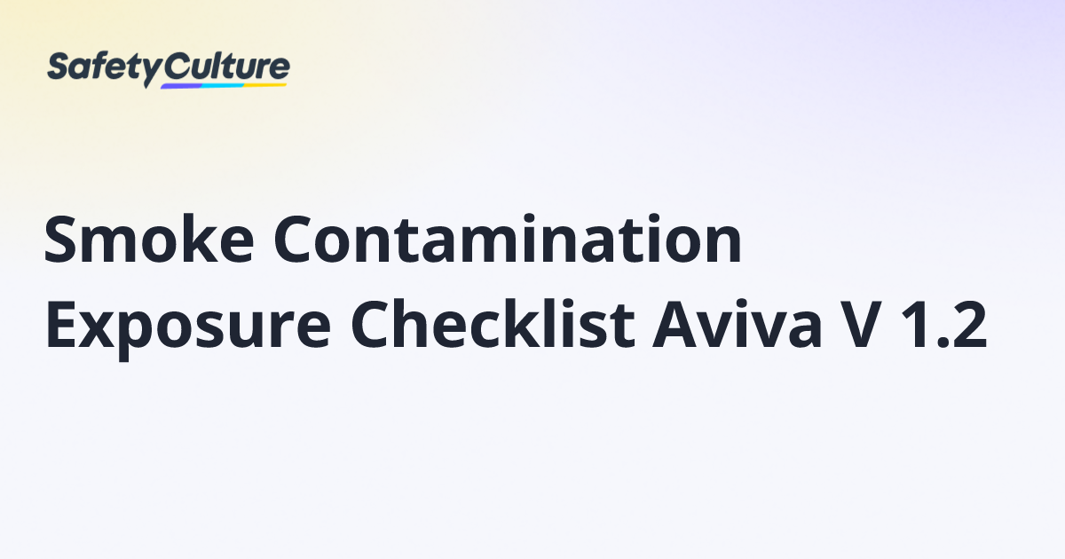Smoke Contamination Exposure Checklist Aviva V 1.2 | Free Template
