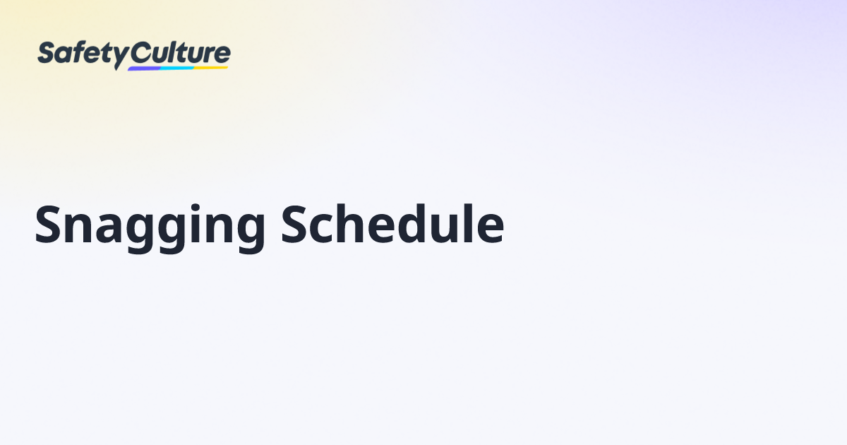 Snagging Schedule | Free Template