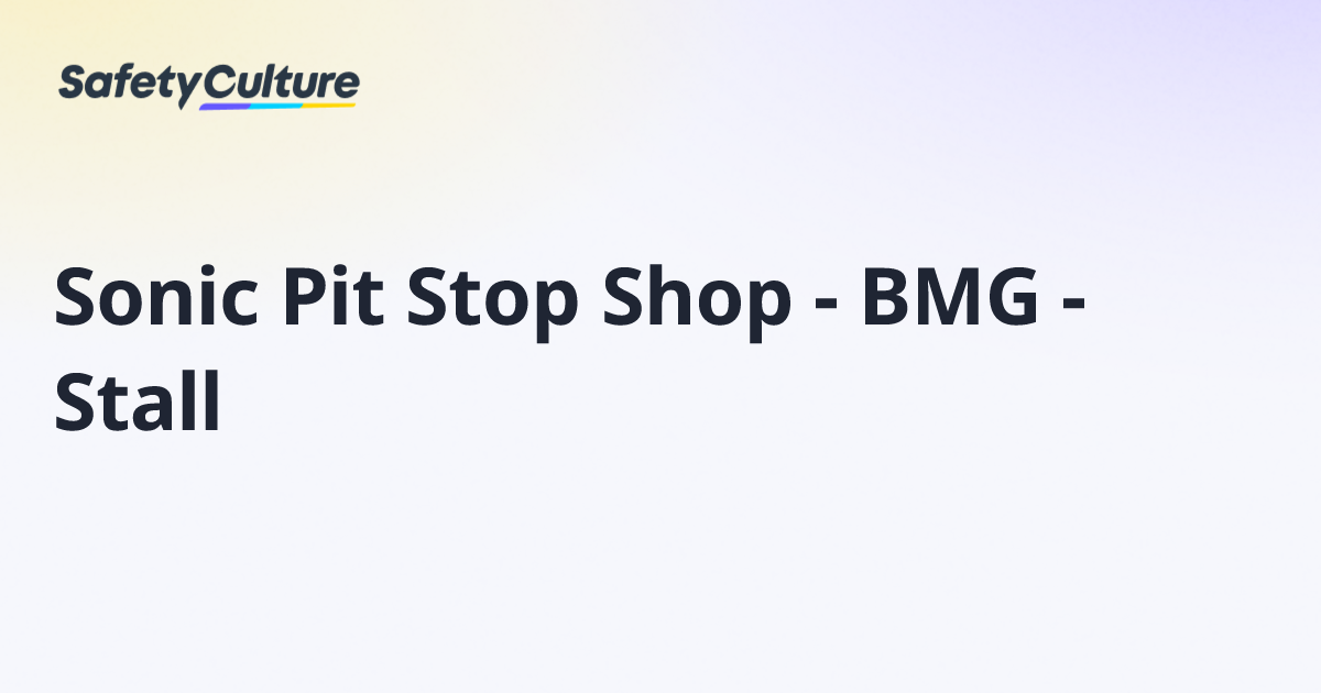 Sonic Pit Stop Shop - BMG - Stall | Free Template