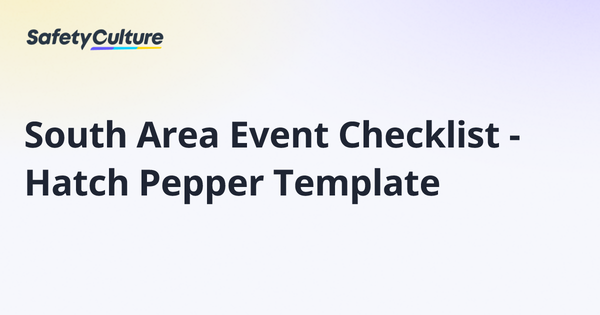 South Area Event Checklist - Hatch Pepper Template | Free Template