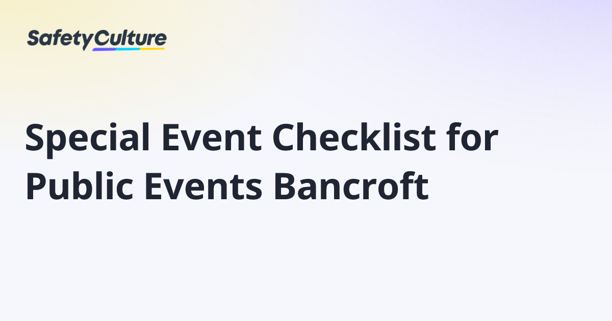 Special Event Checklist for Public Events Bancroft | Free Template