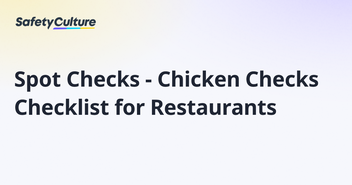 Spot Checks - Chicken Checks Checklist for Restaurants | Free Template