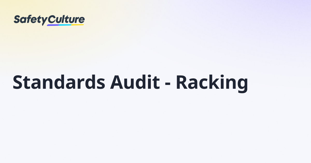 Standards Audit - Racking | Free Template